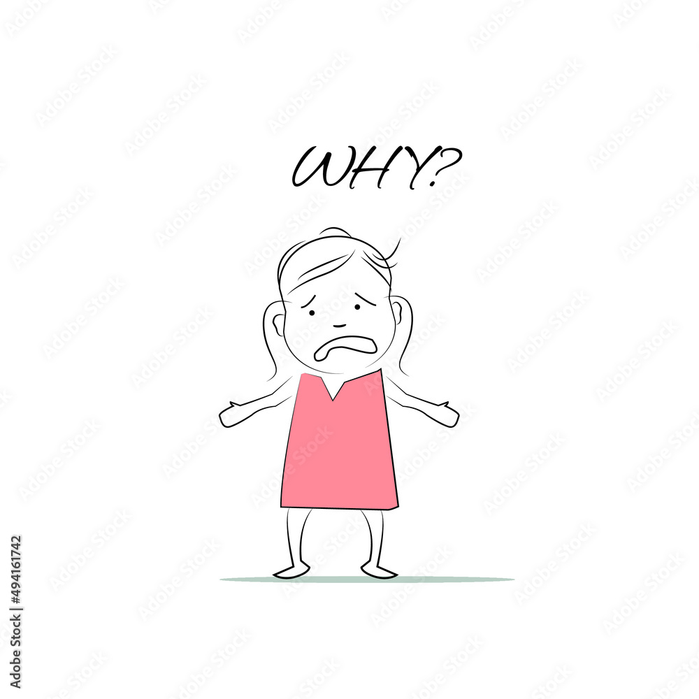 "Why?", Doodle style character. An illustration of simple human ...