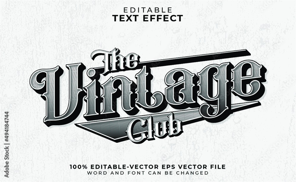 Vintage style editable text effect Stock Vector | Adobe Stock