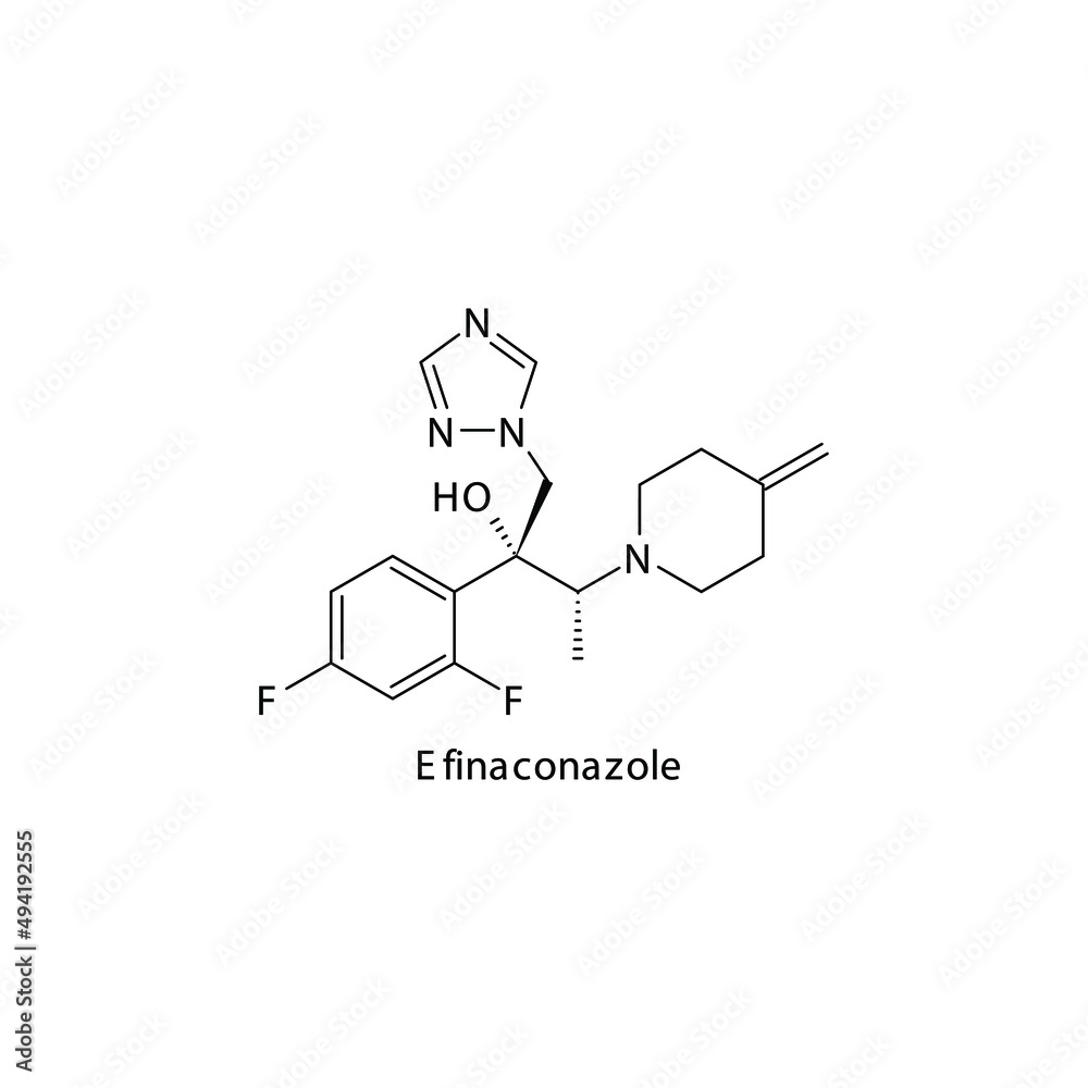 Efinaconazole molecular structure, flat skeletal chemical formula ...