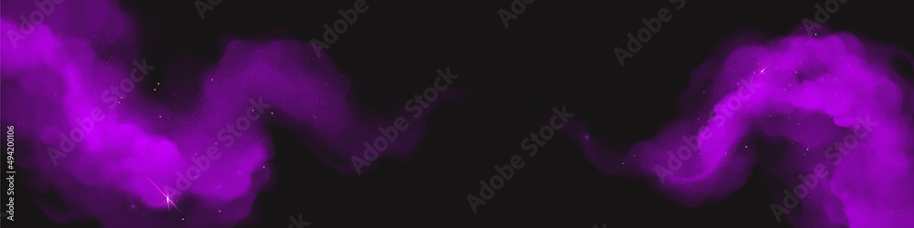 Purple magic dust with sparkles, glitter curve powder clouds, Holi ...