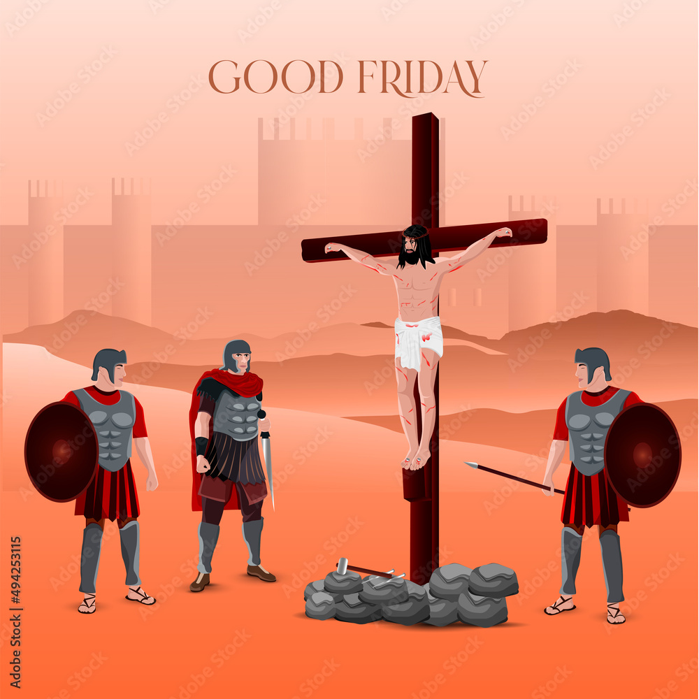 Good Friday, vector illustration of Jesus Christ Crucifixion. Stock ...