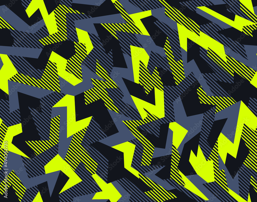 Geometric camouflage seamless pattern. Abstract modern military camo ...