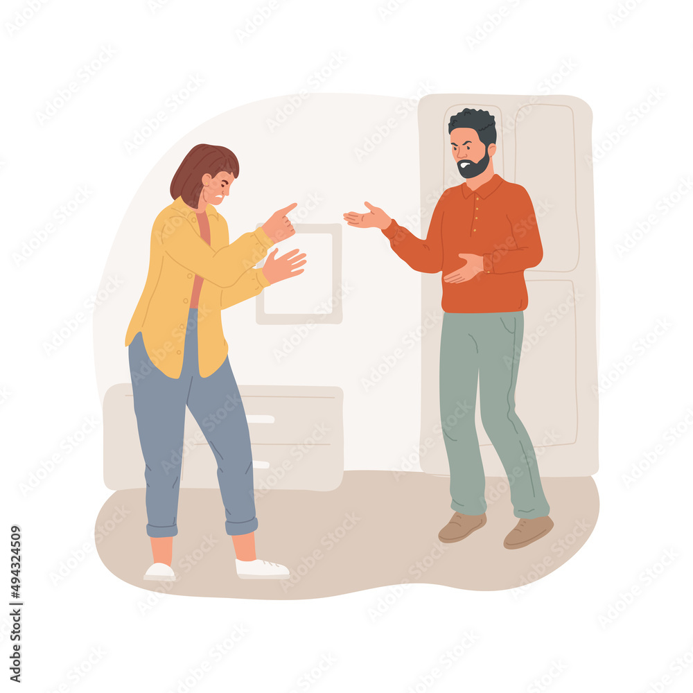 Family problems isolated cartoon vector illustration. Couple problems ...