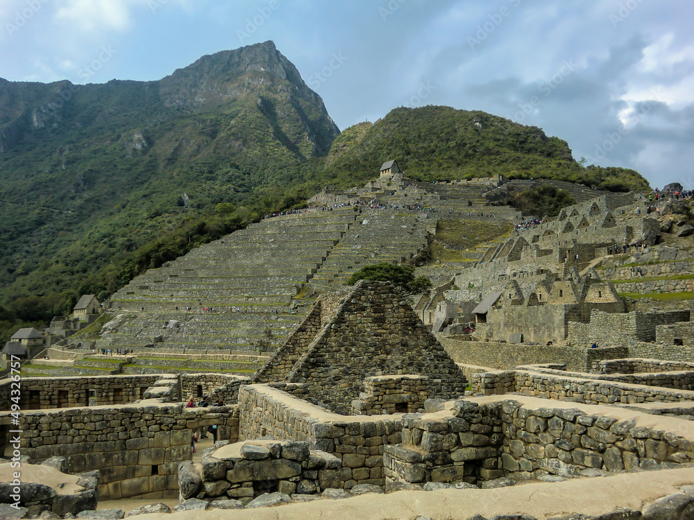 The terraces or platforms, structures of the Inca Empire in Machu ...