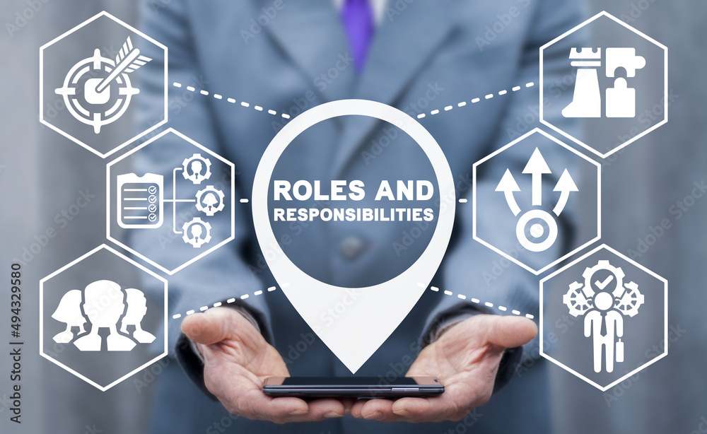 Concept of roles and responsibilities. Business Motivation Team Work ...