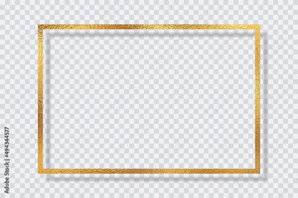 Gold foil smudge rectangle frame, shiny gold metal border isolated on ...