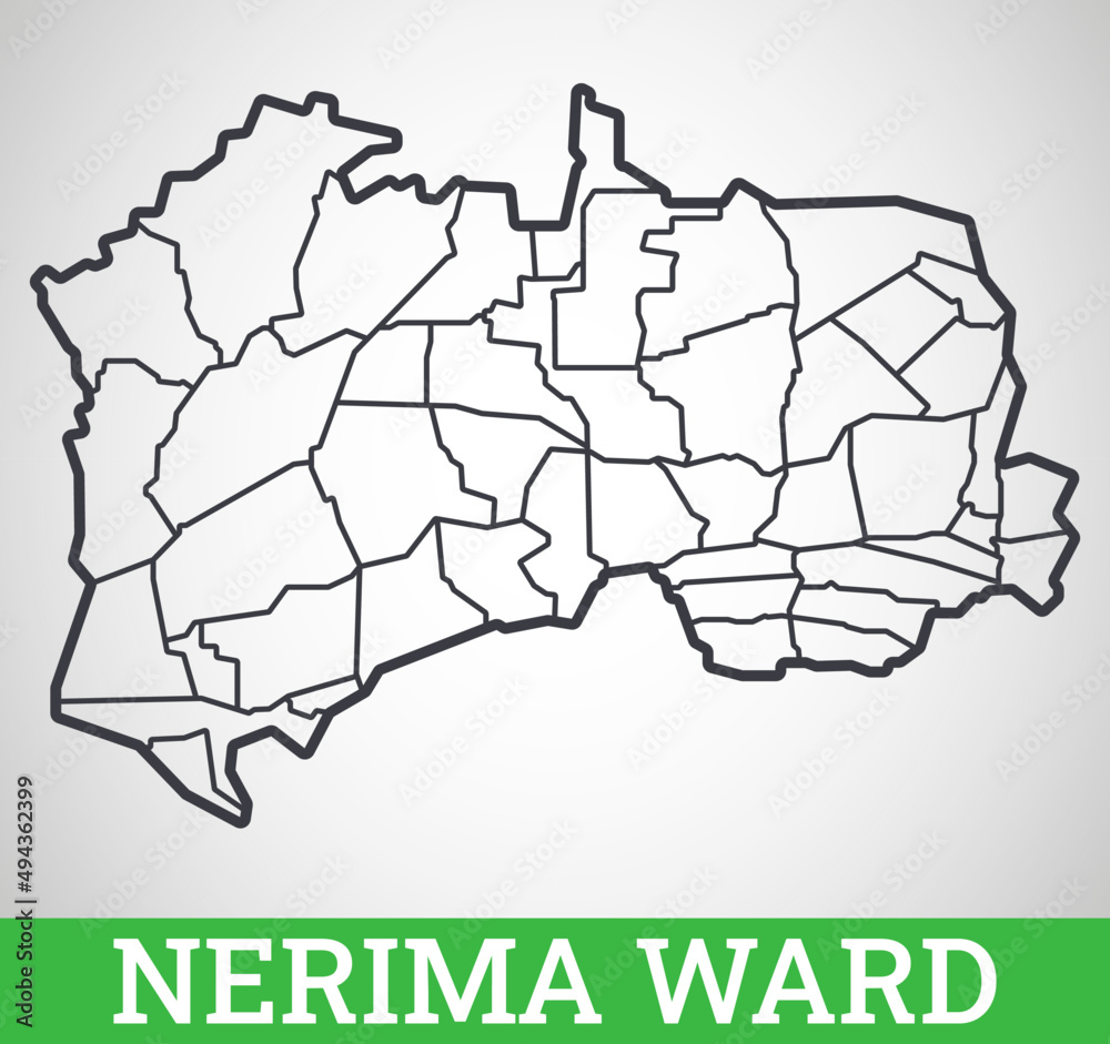 Simple outline map of Nerima Ward, Tokyo. Vector graphic illustration ...