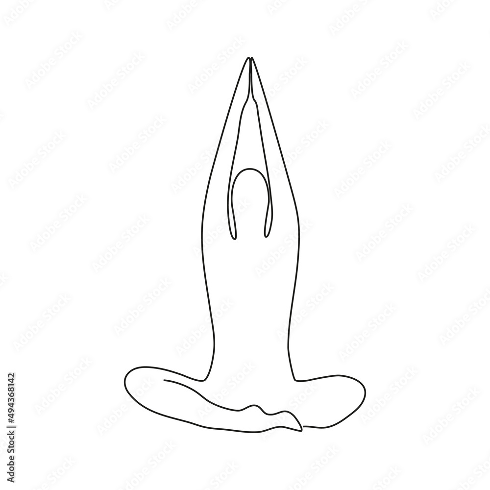 Yoga tree pose one line drawing. Abstract minimalist style. Continuous ...
