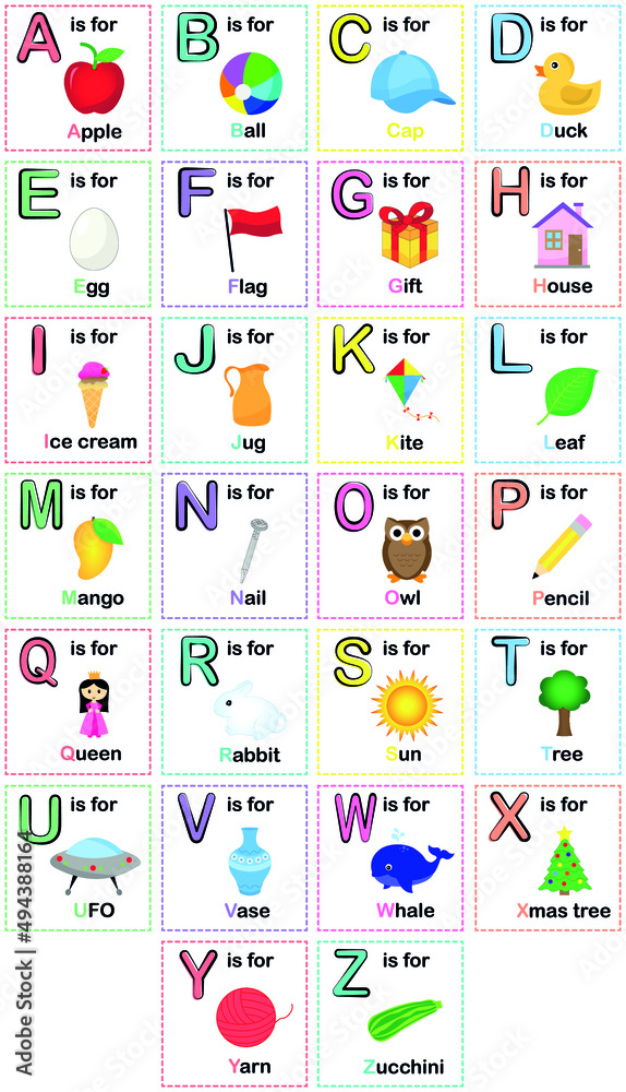 Alphabet chart vector image. alphabet flash card. Stock Vector | Adobe ...