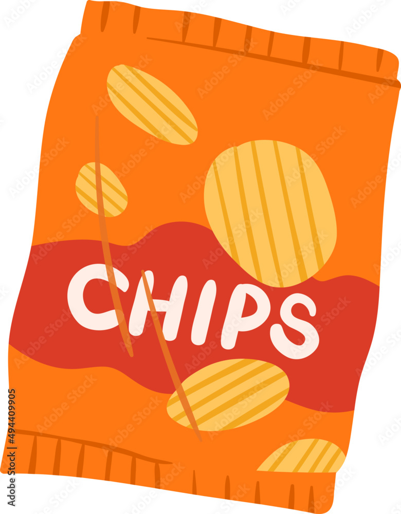 Chips Packaging Cartoon Illustration Stock Vector | Adobe Stock