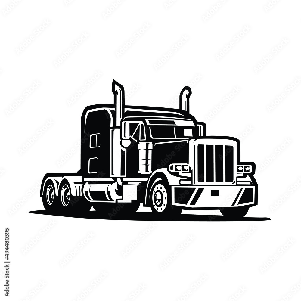 18 wheeler big rig freight semi truck vector isolated in white ...