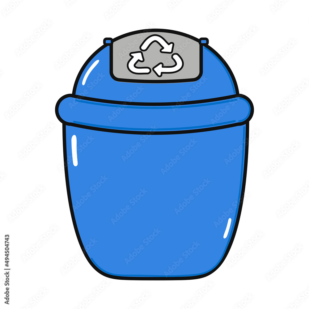 Cute funny trash can character. Vector hand drawn cartoon kawaii ...