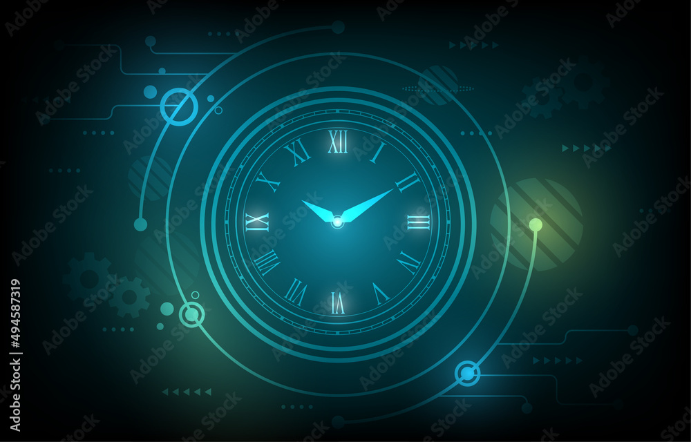 Abstract vector futuristic Technology with clock concept and time ...