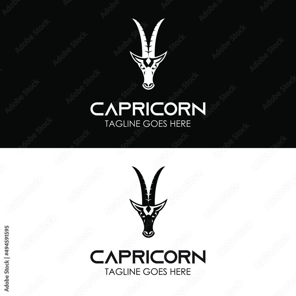 Goat head silhouette for Capricorn horoscope zodiac mascot and vintage ...