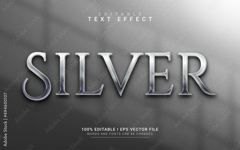 silver text effect, for logo mock up Stock Vector | Adobe Stock