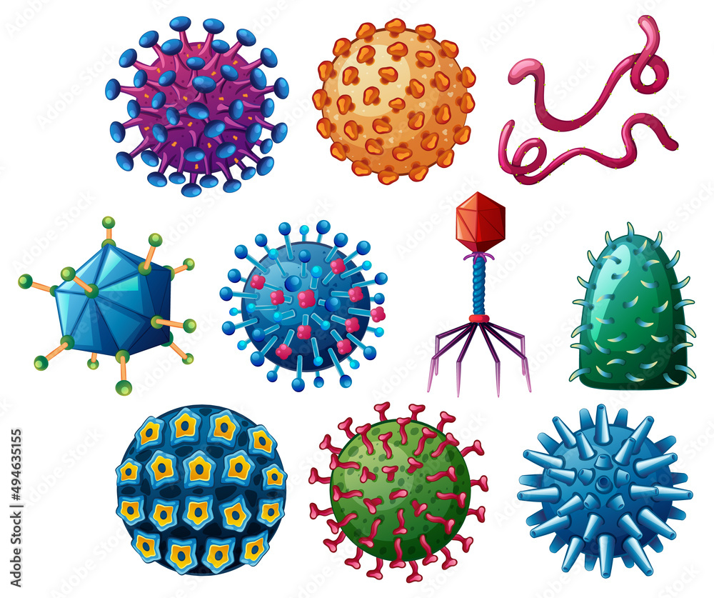 Different shapes of viruses Stock Vector | Adobe Stock