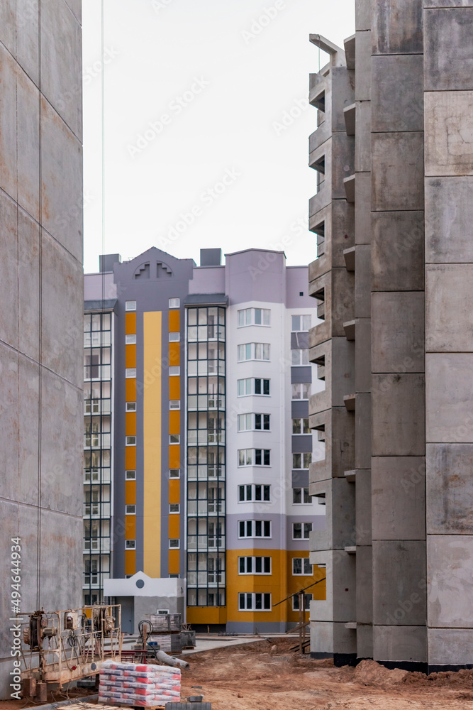 Construction of a multi-storey panel reinforced concrete house. Safe ...