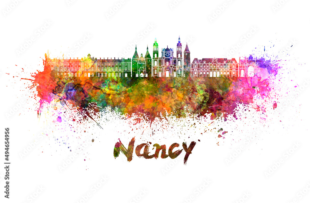 Nancy skyline in watercolor Stock Illustration | Adobe Stock