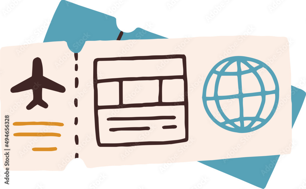 Airplane Tickets Cartoon Illustration Stock Vector | Adobe Stock