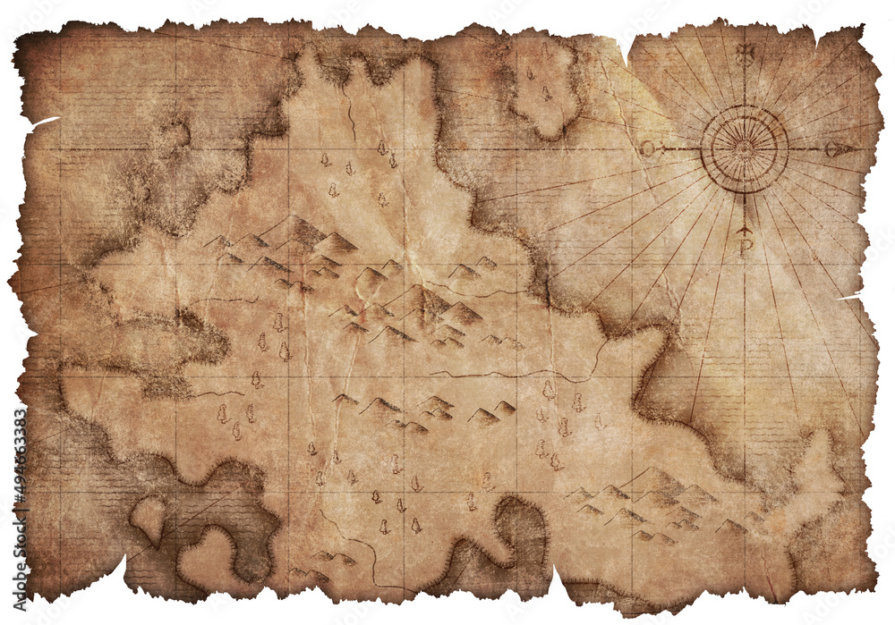 medieval nautical or pirates map isolated Stock Illustration | Adobe Stock