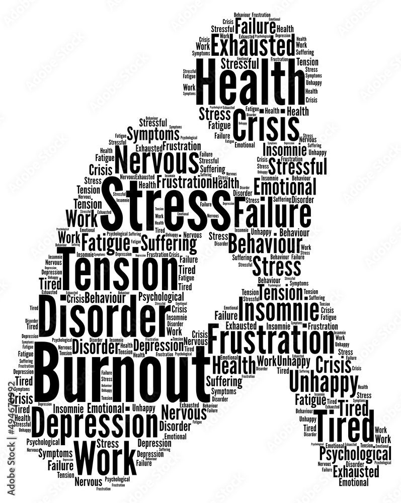 Burnout stress word cloud concept illustration Stock Illustration ...
