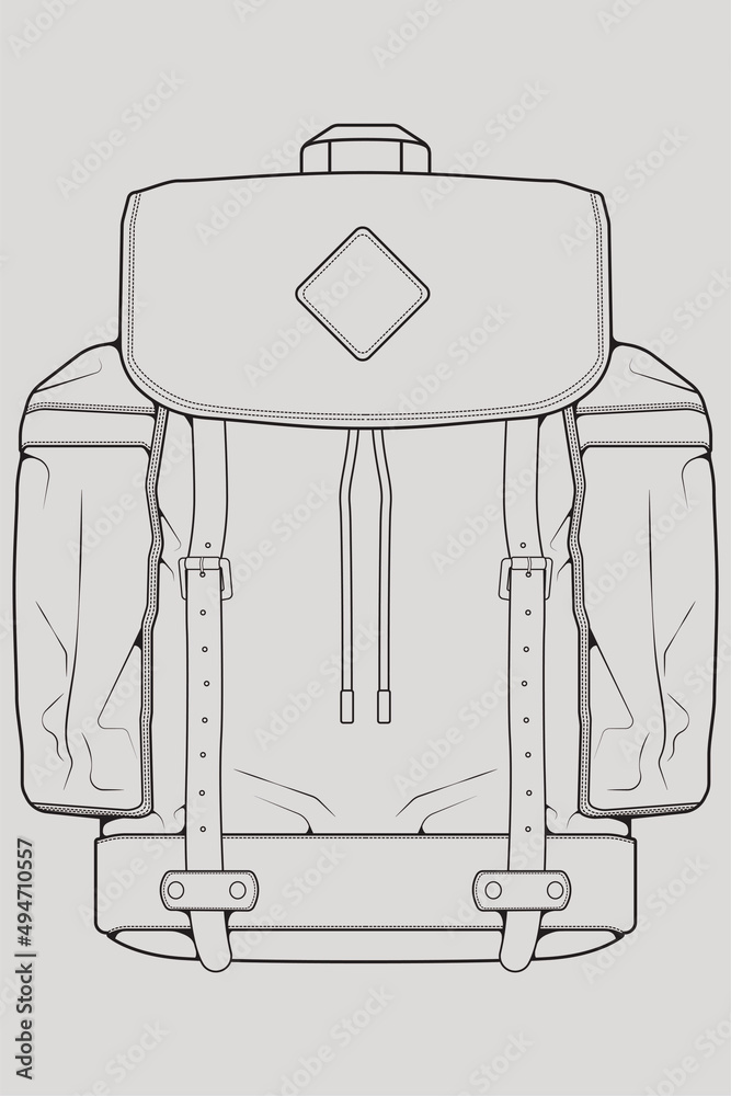 Sketch of a rucksack. Backpack isolated on white background. Vector ...