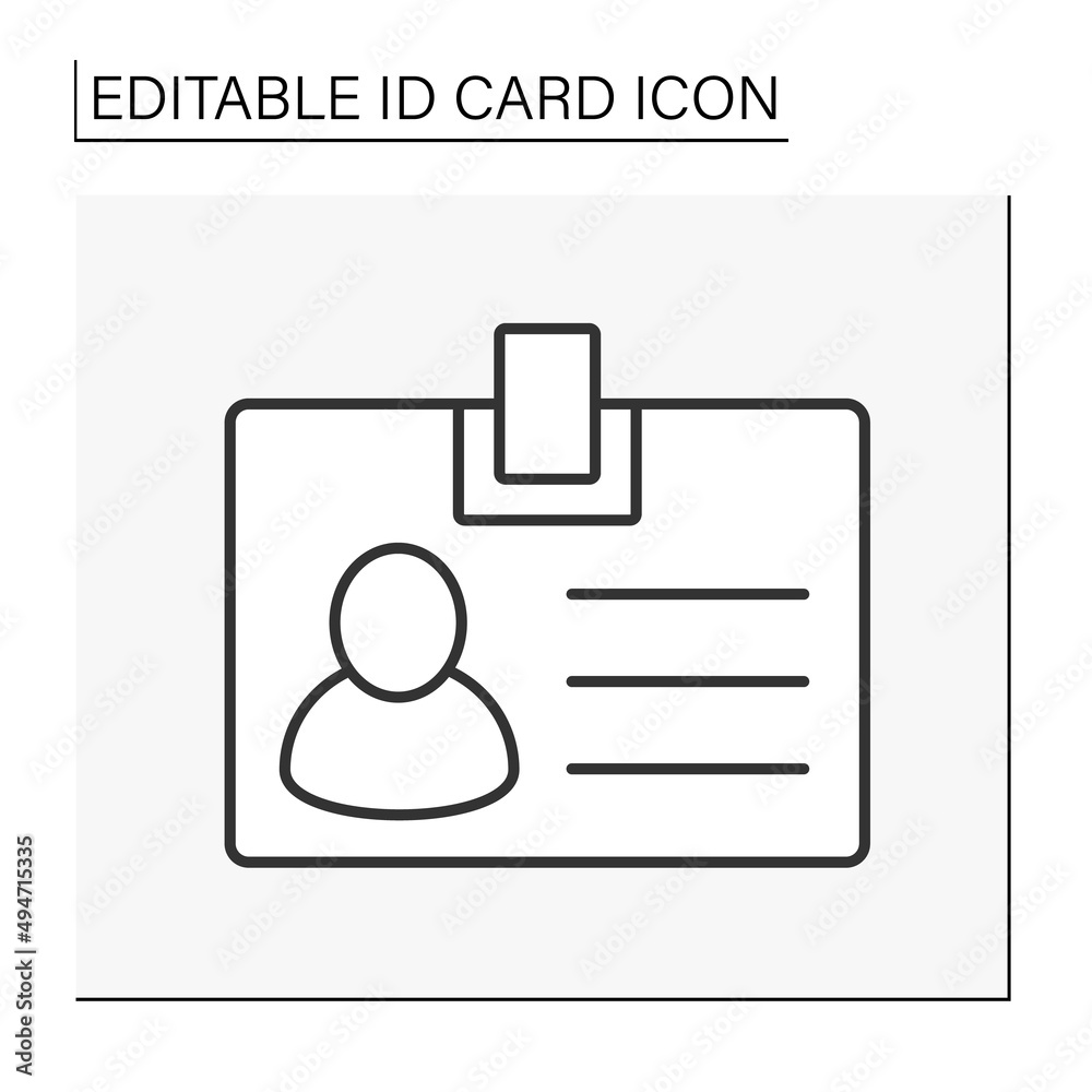 Identification card line icon. Badge with personal information and user ...