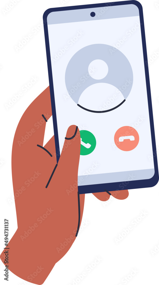Person Answering Phone Call Cartoon Illustration Stock Vector | Adobe Stock