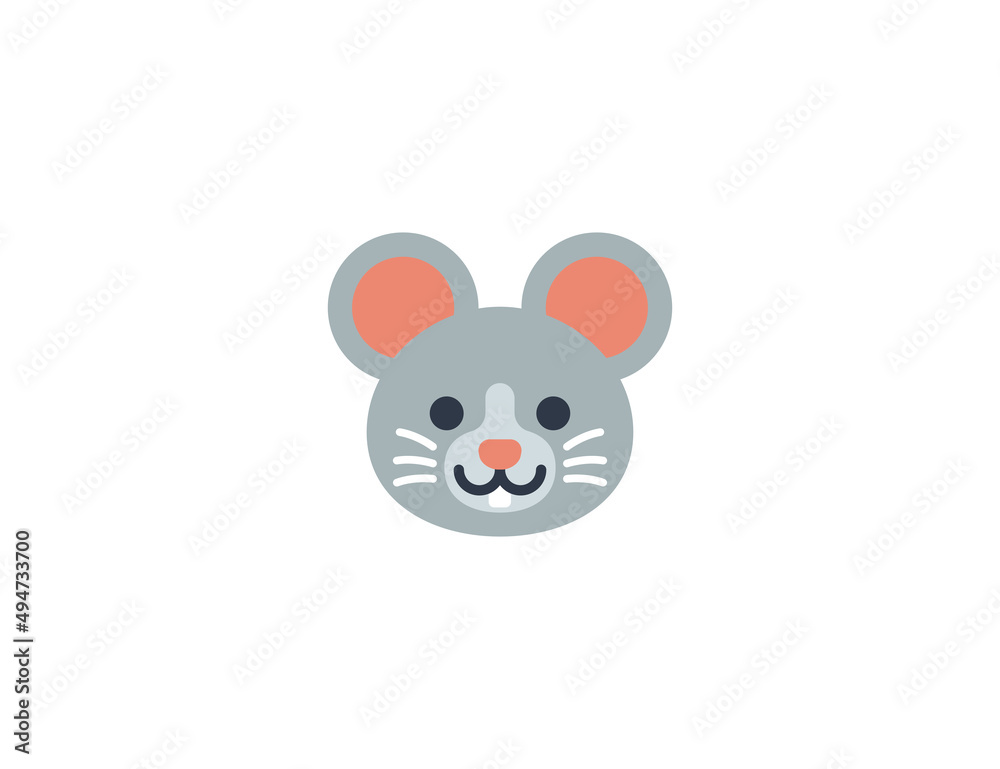 Mouse face vector flat emoticon. Isolated Mouse face emoji illustration ...