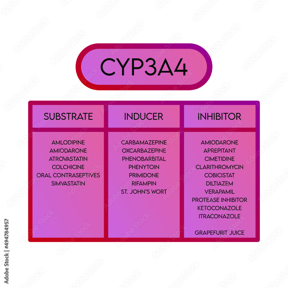 CYP3A4 Cytochrome p450 enzyme pharmaceutical substrates, inhibitors and ...