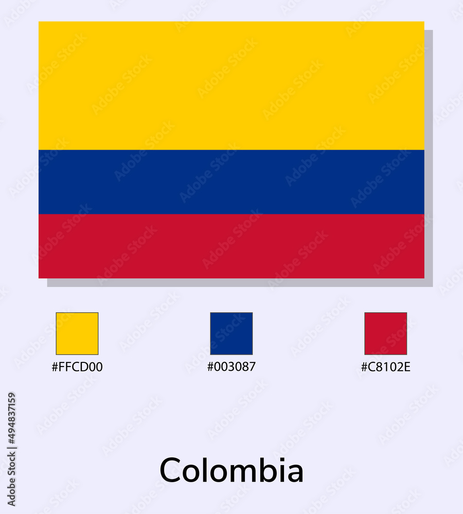Vector Illustration of Colombia flag isolated on light blue background ...