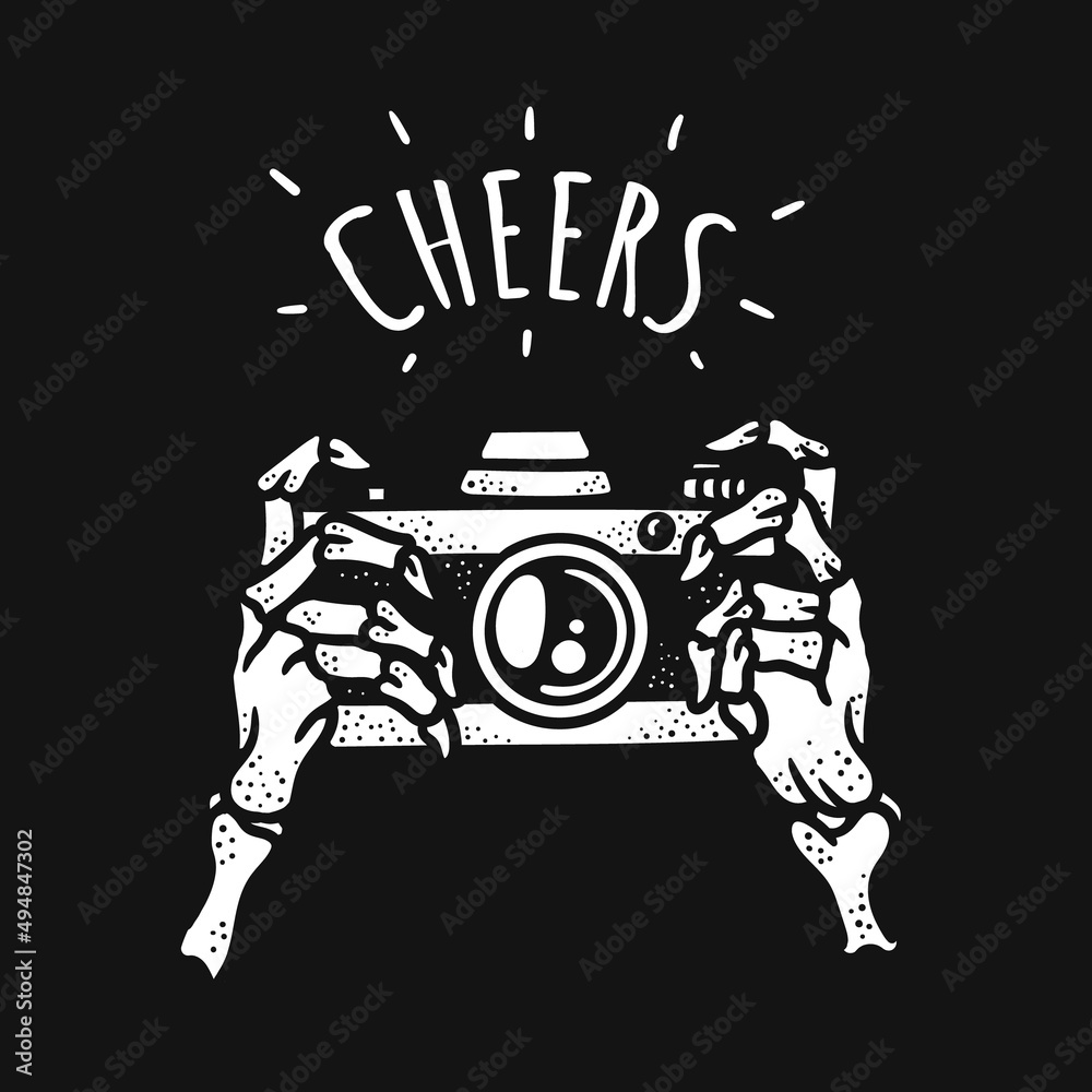 skull hand illustration holding camera Stock Vector | Adobe Stock