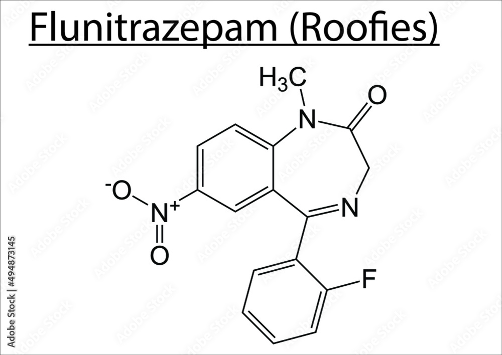 Vector de Stock Chemical formula of Flunitrazepam (Rohypnol) | Adobe Stock