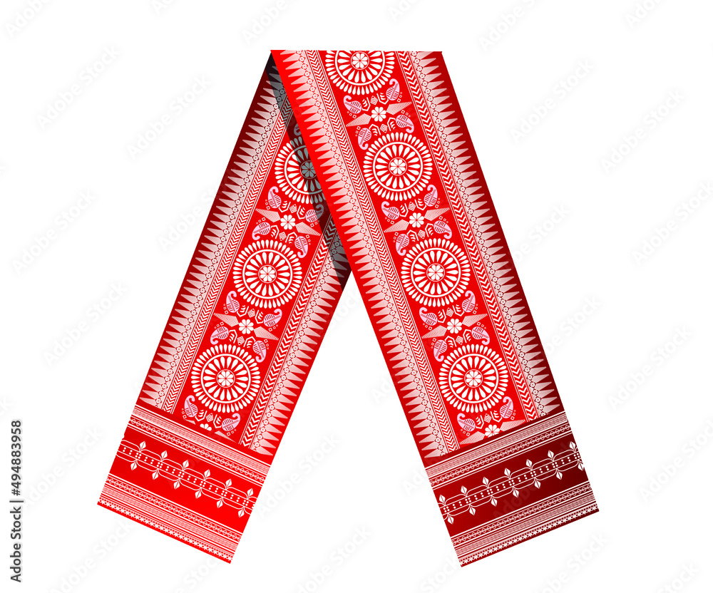 Bodo red aronai traditional muffler illustration, Aronai vector Stock ...