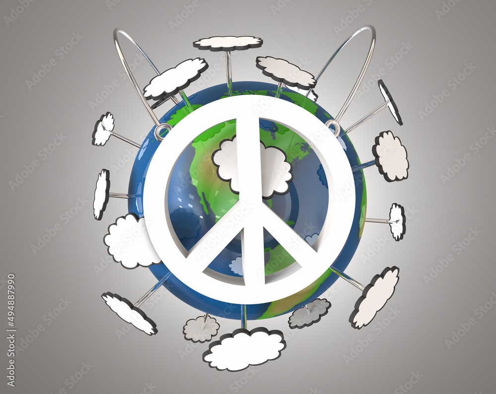 World Peace Symbol End War Global Harmony Earth 3d Illustration Stock ...