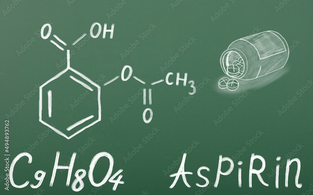 Chemical structural formula of aspirin Stock Photo | Adobe Stock