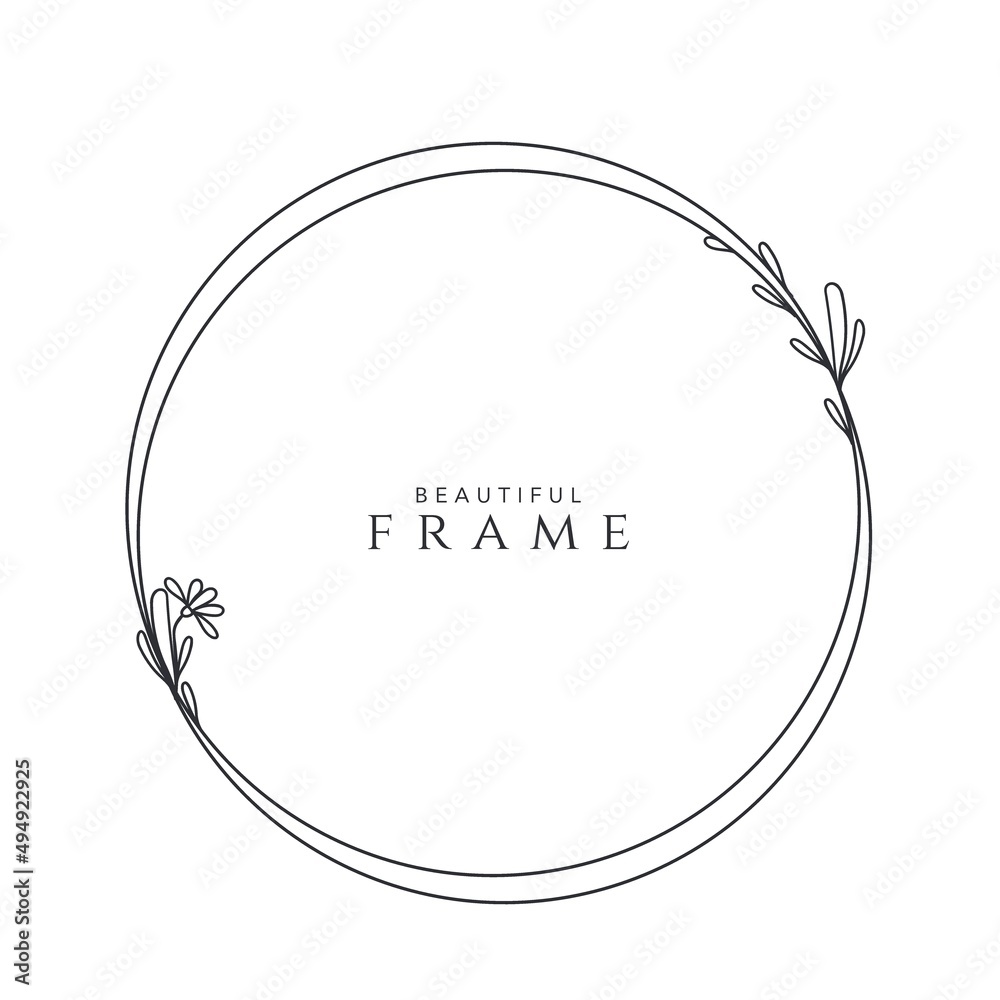 flower frame logo wedding frame template round geometric invitation ...