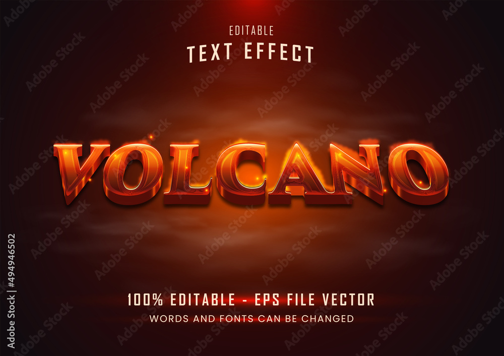 Volcano editable text effect Premium Vector Stock Vector | Adobe Stock
