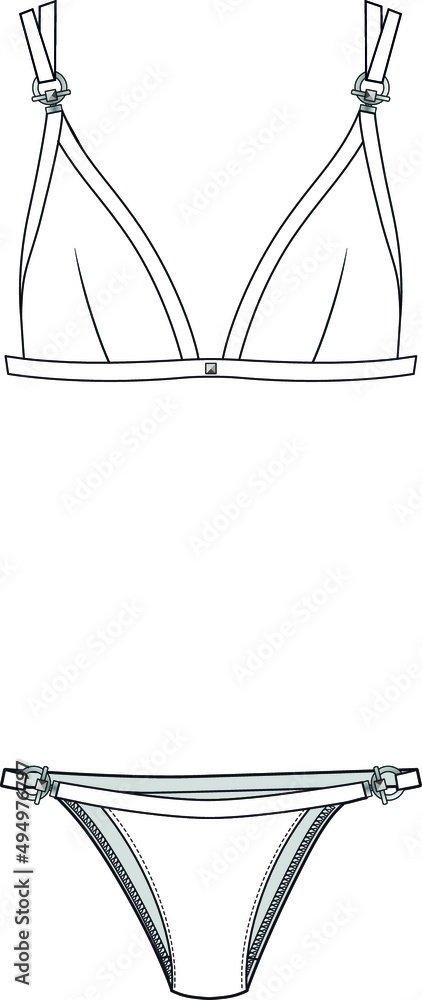 women bikini sketch , technical swimwear drawing Stock Vector | Adobe Stock