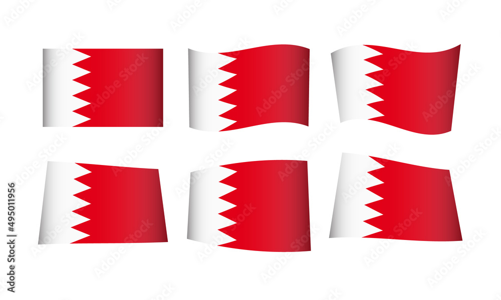Bahrain Flag Set Bahrainian Flags National Symbol Banner Icon Vector ...