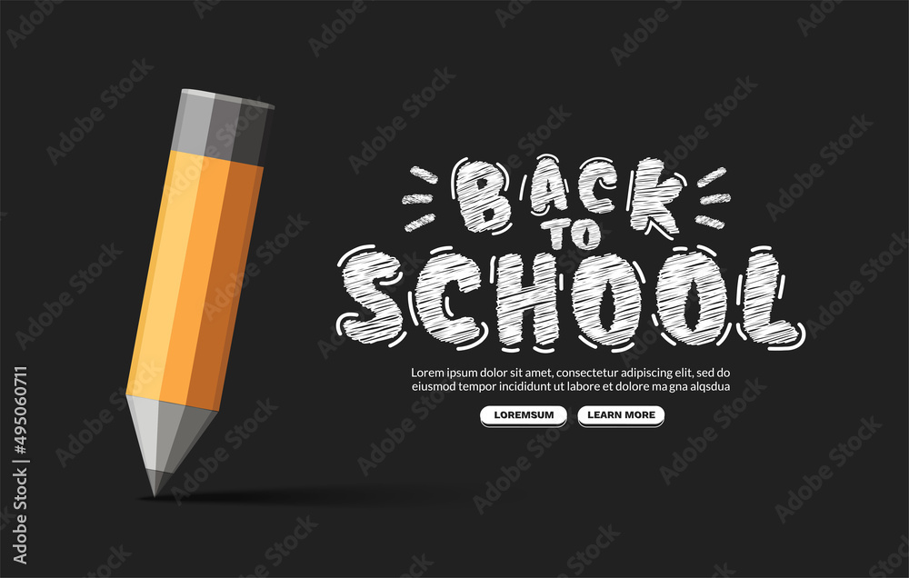 Welcome back to school background with pencil drawing, Concept of ...
