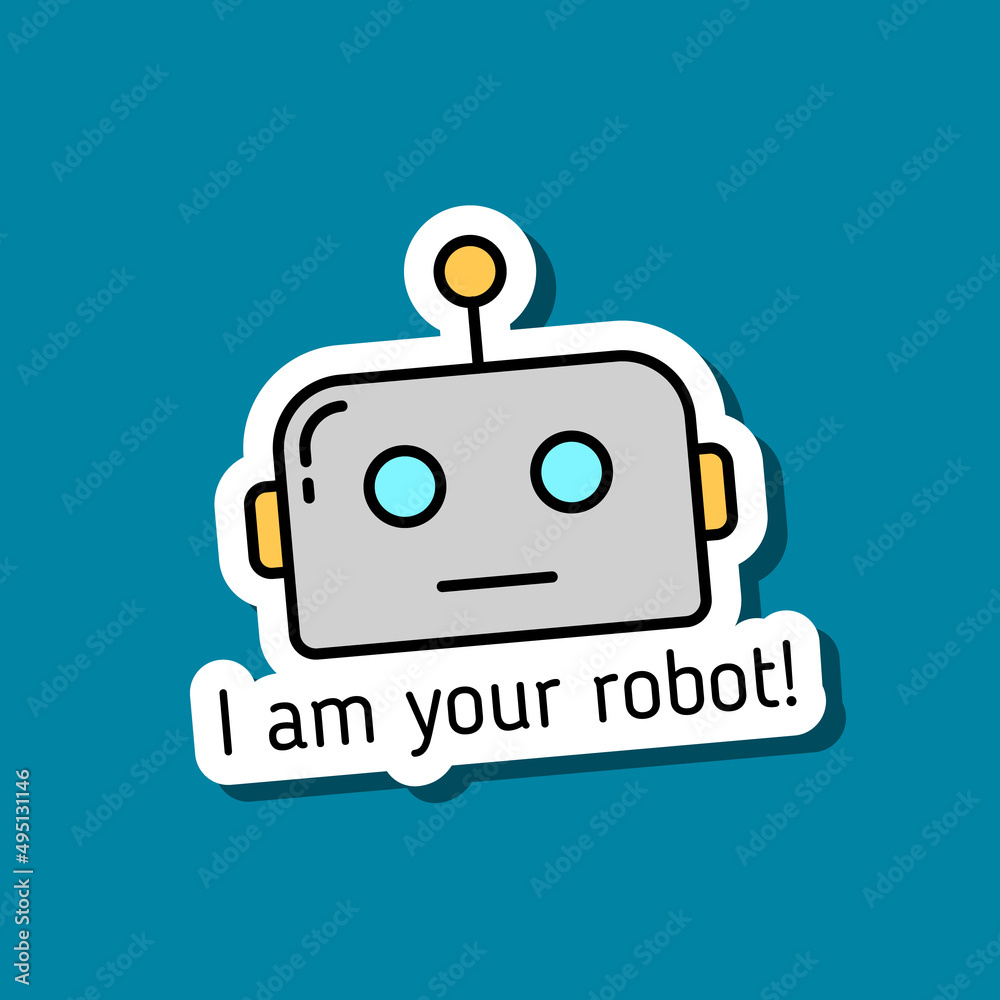 artificial intellegence color vector sticker. i am your robot sticker ...