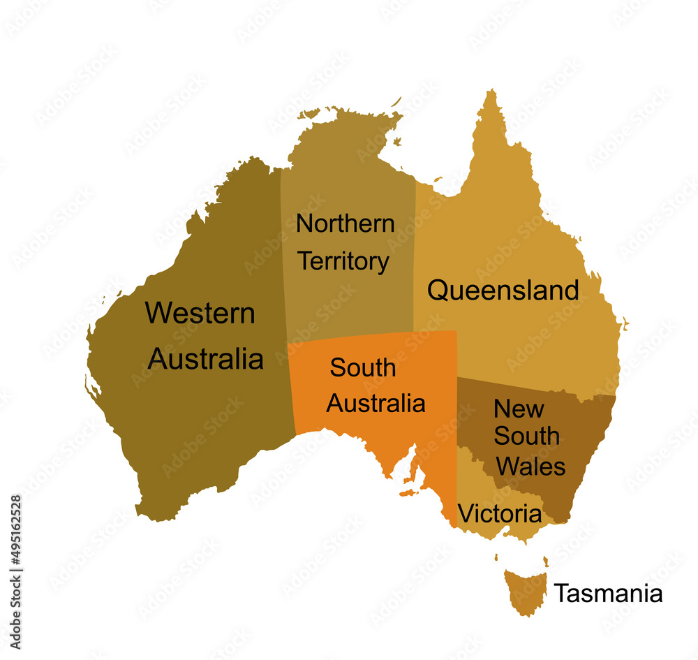 Gold ground Australian map vector silhouette illustration isolated on ...