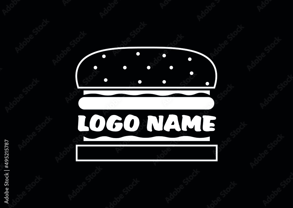 Burger logo with black background Stock Vector | Adobe Stock