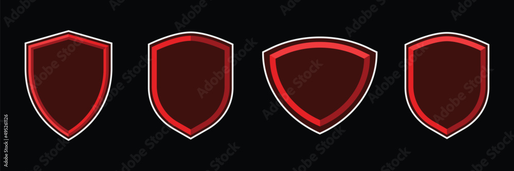 3D badge with shadow and outline. shield esport in blank template. set ...