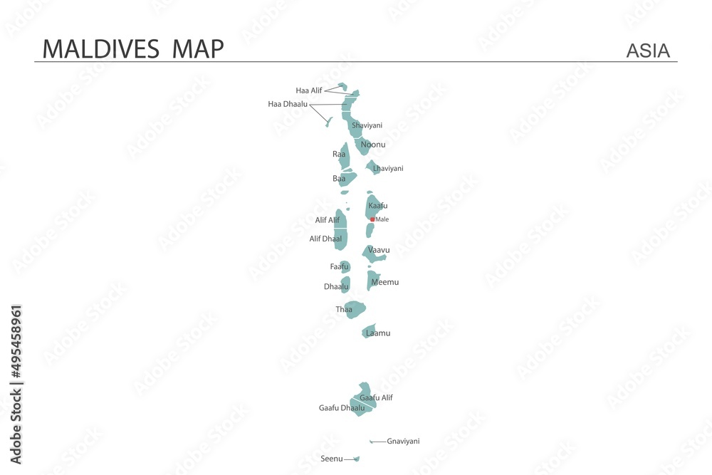 Maldives map vector illustration on white background. Map have all ...