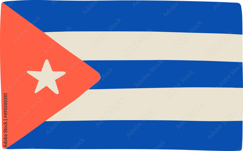 Cuban Flag Cartoon Illustration Stock Vector | Adobe Stock