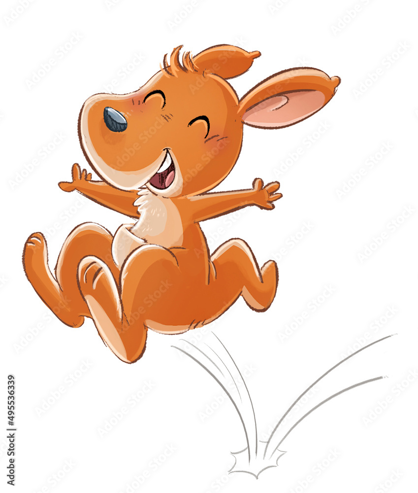 Jumping little kangaroo illustration Stock Illustration | Adobe Stock