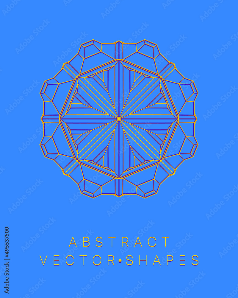 Geometric shape for design. Wireframe illustration. Molecular grid. 3d ...