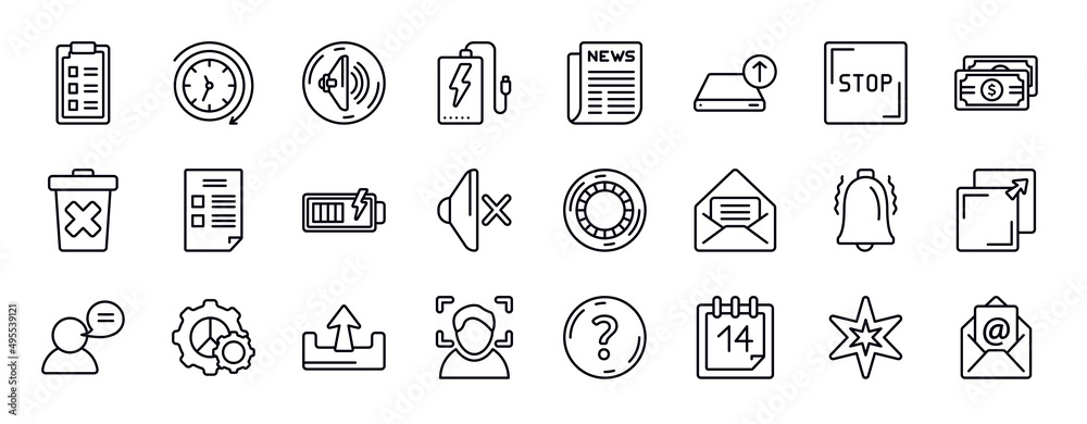 user interface editable line icons set. user interface thin line icons collection. form, anti ...